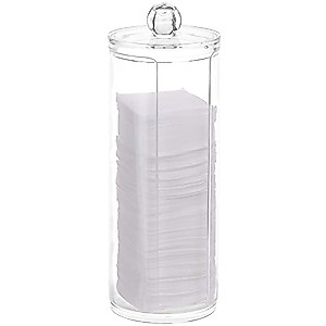 Tecbeauty Cotton Pad Holder Makeup Pads Cotton Swab Dispenser for Bathroom Storage,Clear, Acrylic, 2.9x7.5 inch