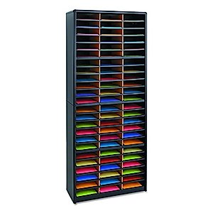 Safco Products Value Sorter Literature Organizer, 72 Compartment 7131BL, Black, Commercial-grade Steel Shell, Fiberboard Shelves, Value-priced