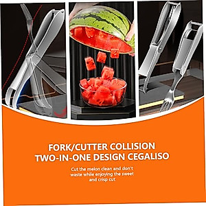 Watermelon Cutter Slicer Tool Watermelon Cutter Stainless Steel 2-in-1 Watermelon Slicer 8x1.2'' Portable Fruit Cutter for Mango Cantaloupe Camping Picnic