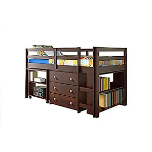 Donco Kids Study & Sleep Twin Cappuccino Low Loft Bed
