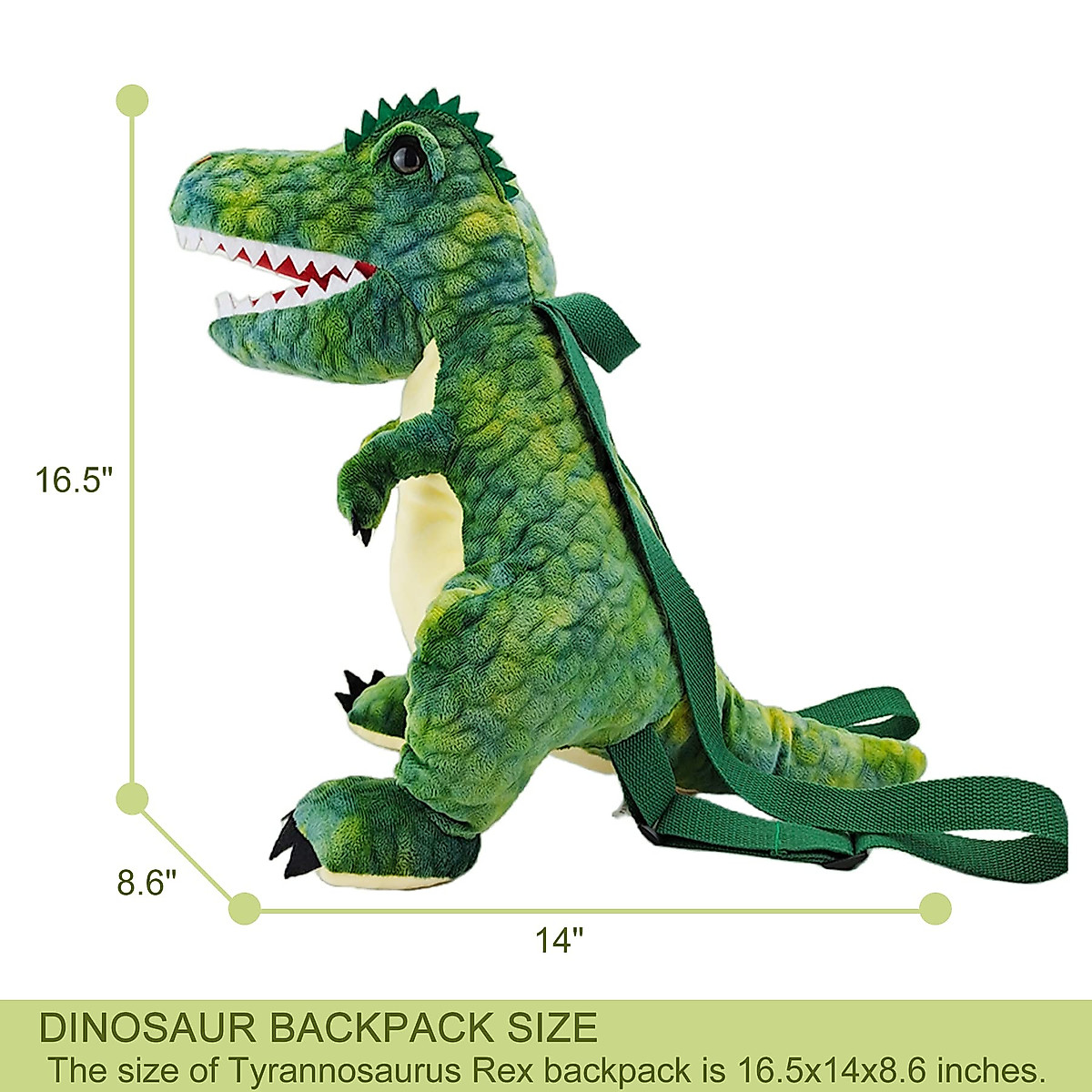 JUSTQUNSEEN Plush T Rex Dinosaur Backpack, 16" Dinosaur Stuffed Animal Bag toddler Dinosaur Backpack for Kids 3-5, Dinosaur Gift Bag Plush Dinosaur Toys for kids Giant Dinosaur Plush backpack adult