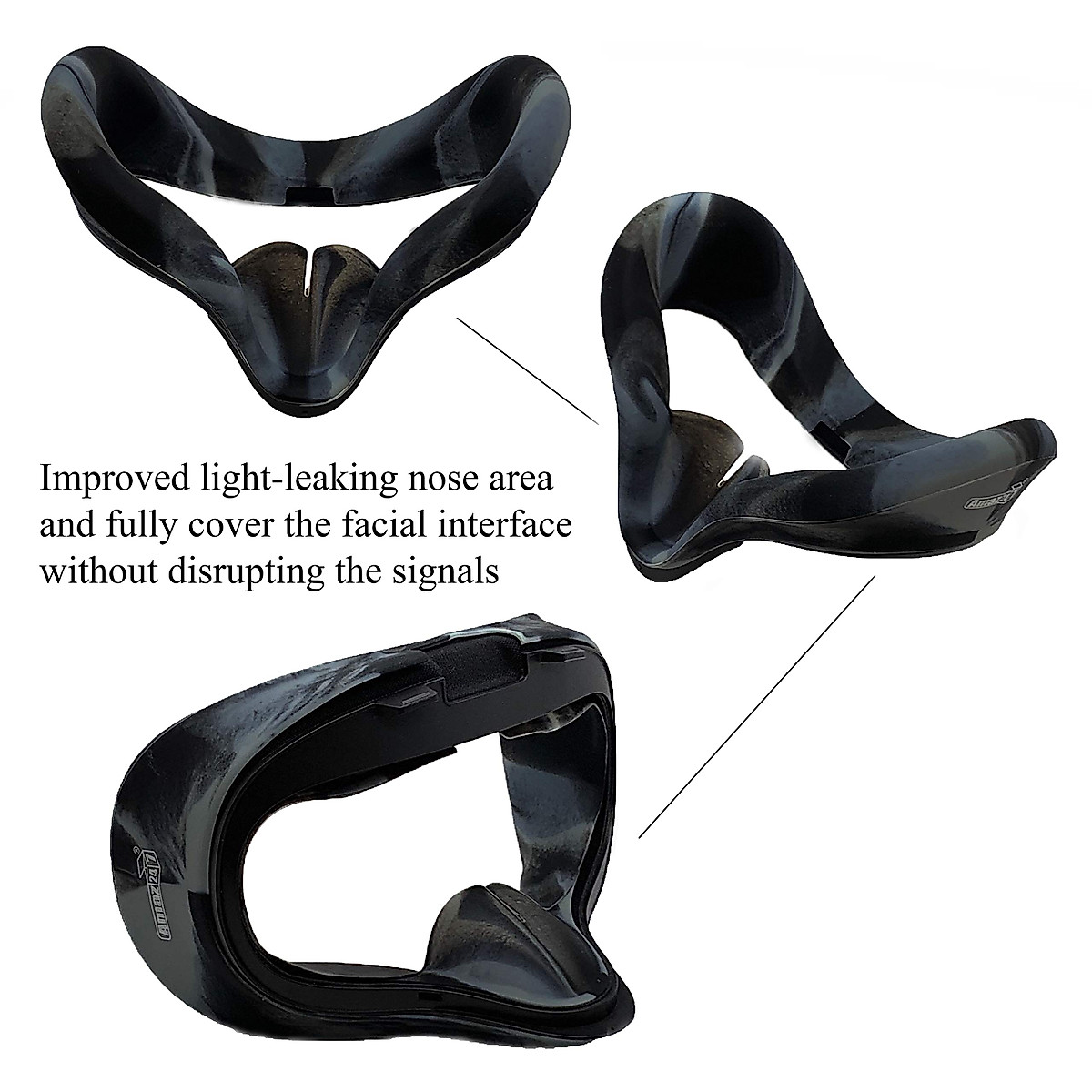 Limited Version | Sweat Resistant Silicone Facial Interface Cover and Protective Touch Controller Accessories for Oculus Quest VR Gaming Headset (Dark Grey Camo) NOT FIT Oculus Quest 2