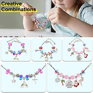 FOVRPUIB Charm Bracelet Making Kit,Toys for Girls Art Supplies Beads for Bracelets,Girls Toys Age 6-8 Years Old Friendship Bracelet Kit with Rings,Kids Toys for 6 7 8 9 Year Old Girls