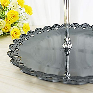 LIONWEI LIONWELI 3-Tier Black Silver Plastic Dessert Stand Pastry Stand Cake Stand Cupcake Stand Holder Serving Platter for Party Wedding Home Decor