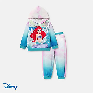 Disney Princess Girls Hooded Sweatshirt and Sweatpants Outfit Set Toddler to Big Kid Multi-color 4-5 Years