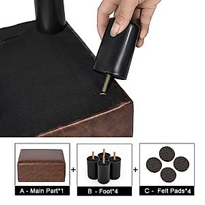 Joveco Small Footstool Ottoman, Faux Leather Square Ottoman Footrest with Non-Skid Plastic Legs, Modern Sofa Pets Step Stool for Couch Desk Office Living Room Bedroom (Brown)