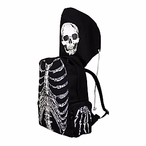 Ogkdlew Goth Backpack Skull Gothic Backpack, Emo Goth Grunge Backpack For Street Hipster With Hooded 16.5 In