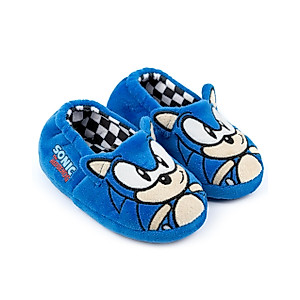 Sonic The Hedgehog Slippers Kids Plush Embroidered Face 3D Character Shoes 13.5 US Big Kid