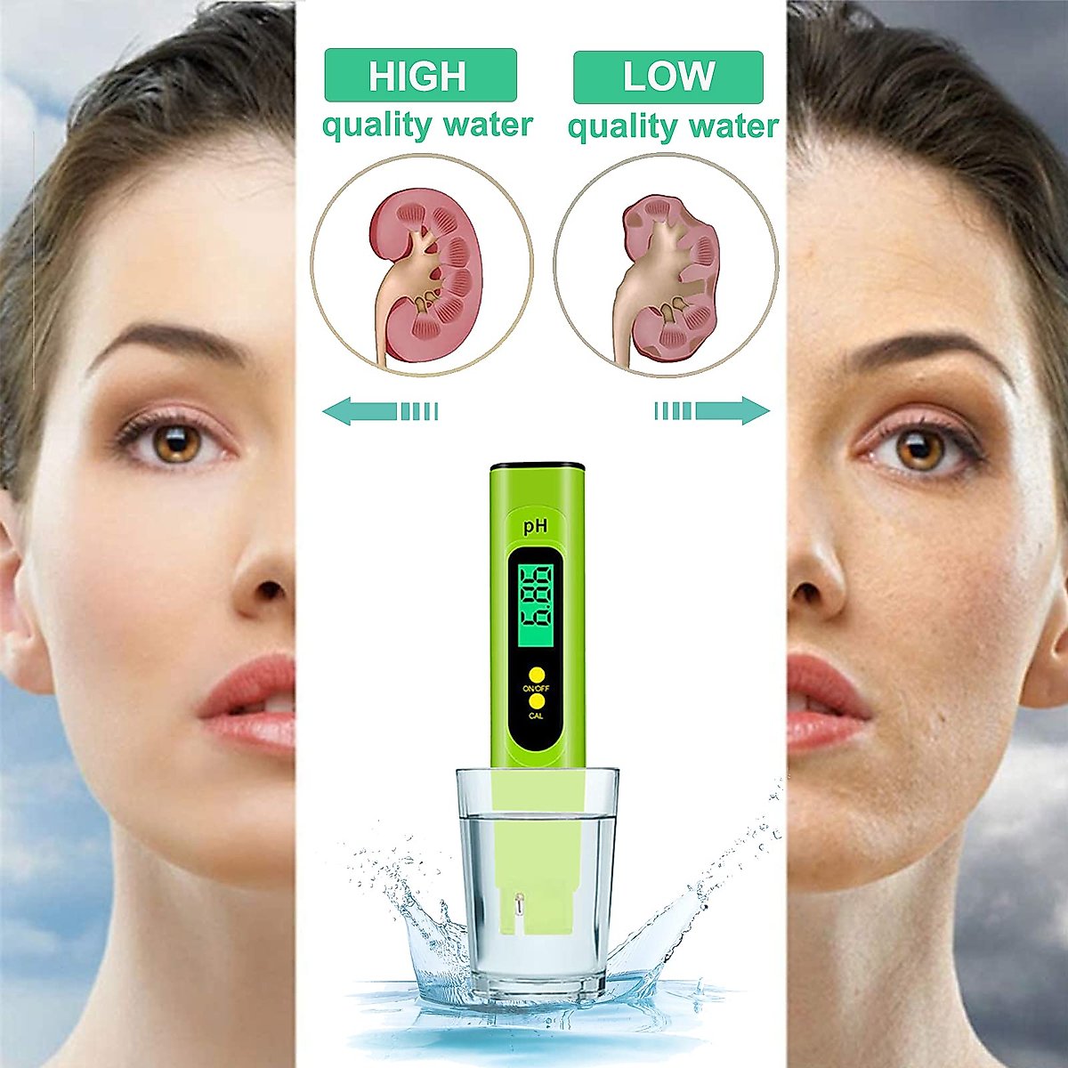 [New] Cyann PH Meter, Digital PH Tester Pen for Water, 0.01 High Precision Water Quality Tester with ATC Function, Backlight and 3 Calibration Powders, for Aquarium, Drinking Water and Pool