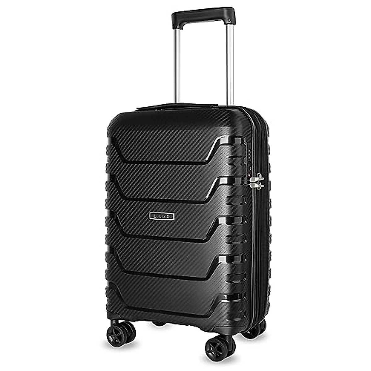 LUGGEX Carbon Fiber Pattern Carry-On Luggage 22x14x9 - Impact-Resistant PP Material - High Rebound Toughness & Anti-Explosion Zipper (Black Suitcase)…