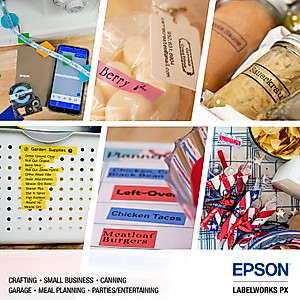 LABELWORKS Epson LW-C610PX Premium Portable Wireless Label Maker Machine for Home and Hobbies – Create Sticker Labels for Crafts and Organization, Designer Tape, App Compatible