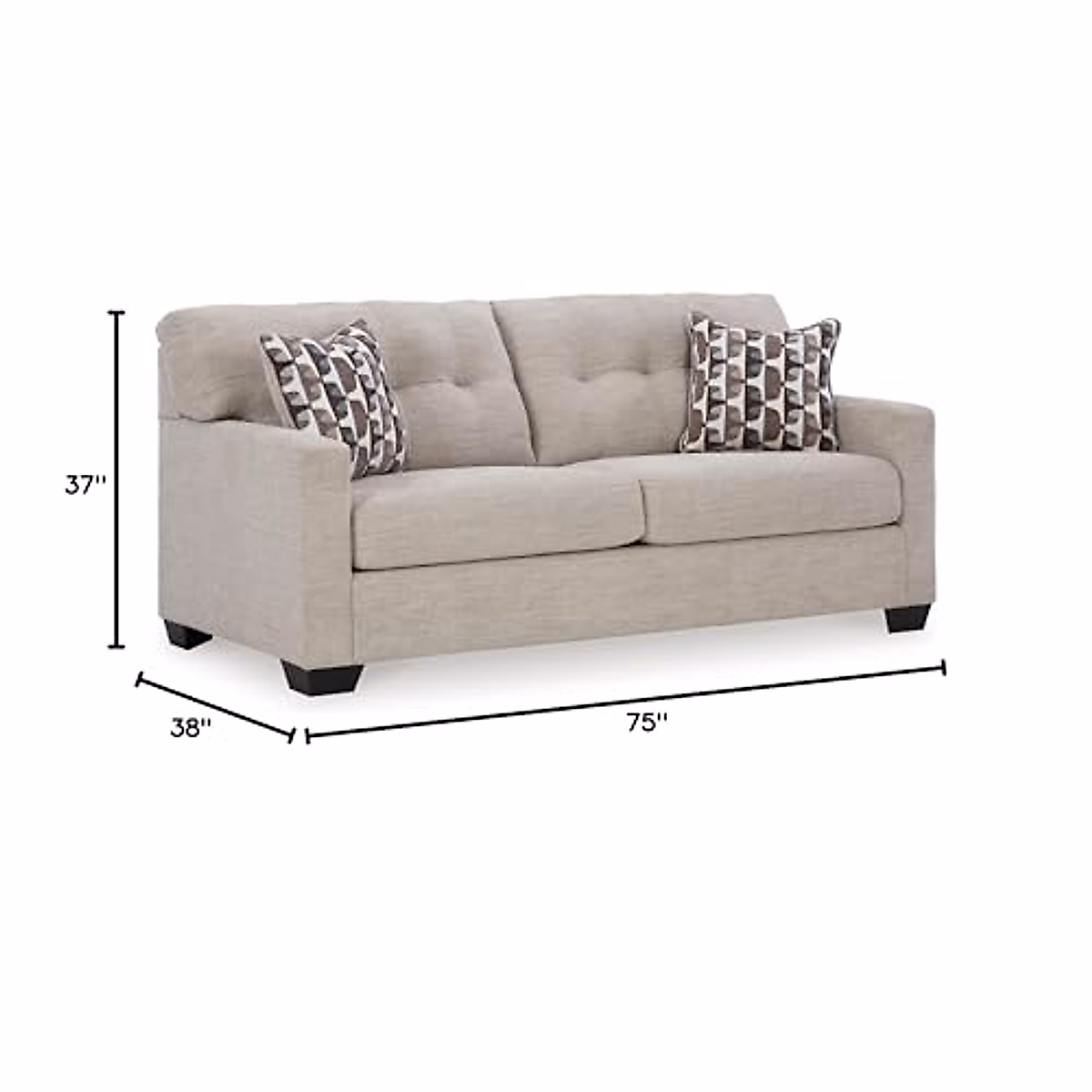 Signature Design by Ashley Mahoney Sofa Sleeper, Full Sofabed, 75"W x 38"D x 37"H, Beige