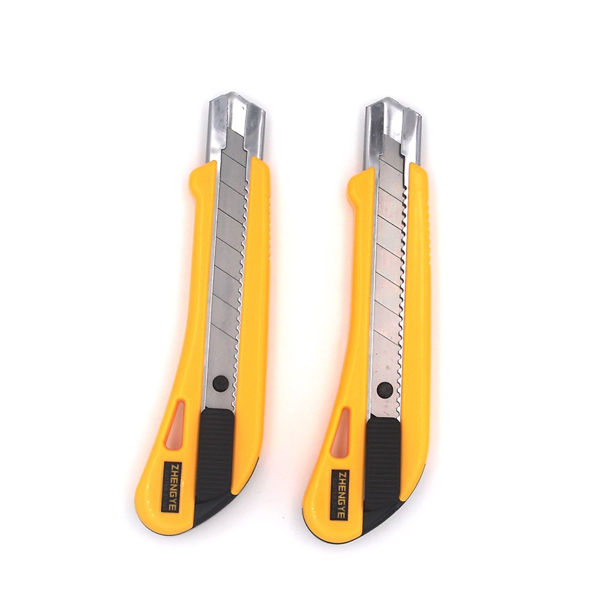 Utility Knife Retractable Box Cutter 18mm Stainless Steel Blade Razor Knives for Carton Cardboard Arts Crafts, 2 Pack