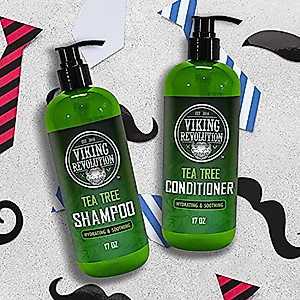 Viking Revolution Tea Tree Shampoo and Conditioner Set - Hydrates, Moisturizes & Soothes Dry and Itchy Scalps - With Natural Tea Tree Oil - 17 oz