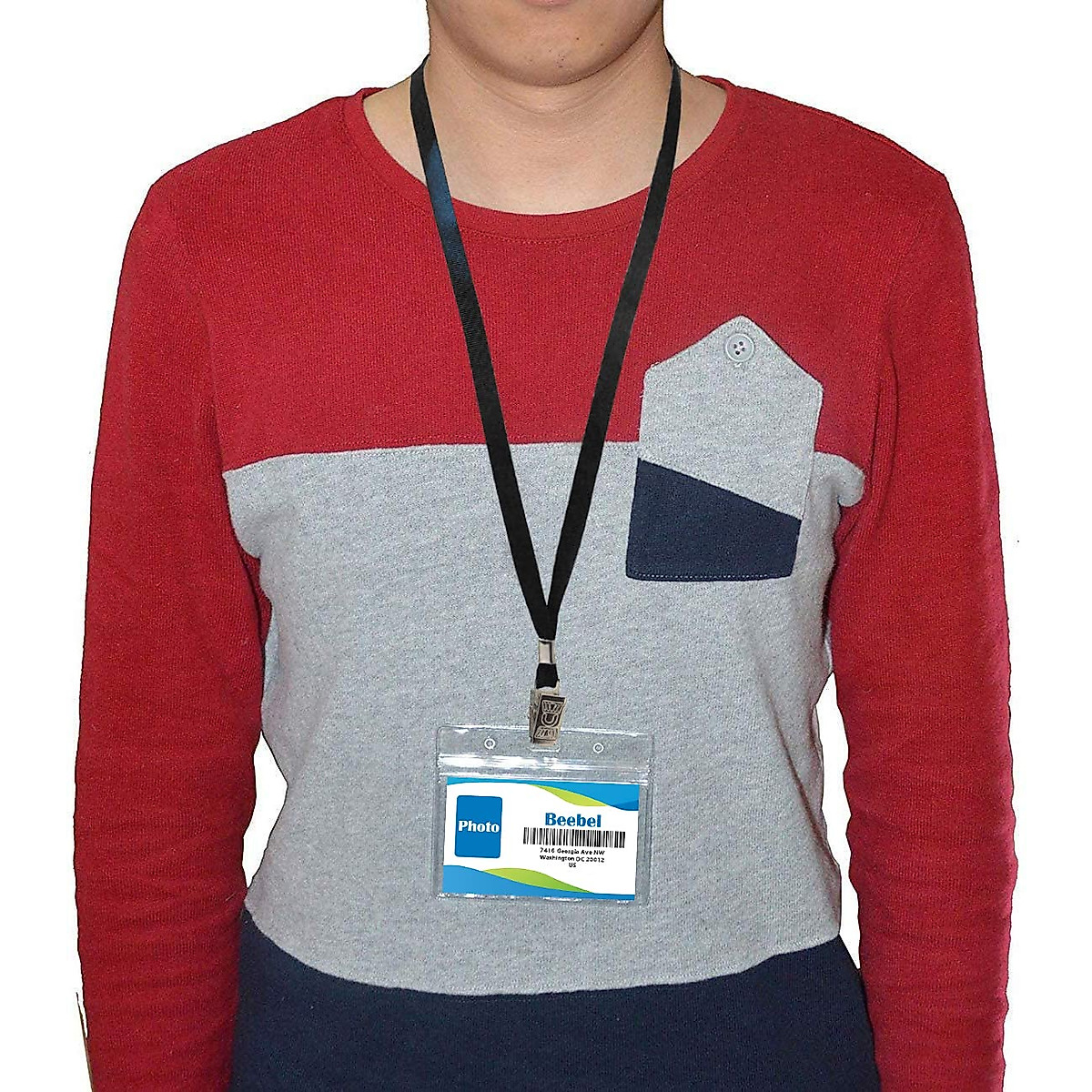 Lanyards with ID Holder 50 Pcs Clear Plastic Horizontal Waterproof Ziplock ID Nametag Holder Bulk Lanyard Clip Name Tag Badge Holder (Yellow)