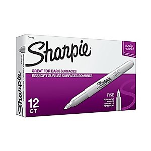 Sharpie Metallic Permanent Markers, Fine Point, Silver, 12 Count