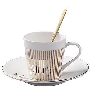 Hansyelect Coffee Cup and Saucer Set 10oz Mirror Cup Creative Art Mirage Inverted Image Cup Luxury Porcelain Teacup Saucer for Coffee Milks Cappuccino Espresso Tea Cute Pretty Gifts (Dynamic)