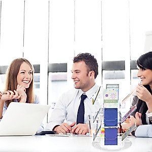 Menkxi Acrylic Rotating Business Card Holder 3 Tier Spinning Business Cards Display Rack Rotating Display Stand Clear Countertop Multi Pocket Brochure Sticker Organizer Holder for Office Home Desk