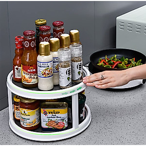 Lawei 2 Pack 2 Tier Lazy Susans Turntable - 10 Inch Pantry Cabinet Lazy Susan Storage Turntable Rotating Spice Rack for Spices, Condiments, Baking