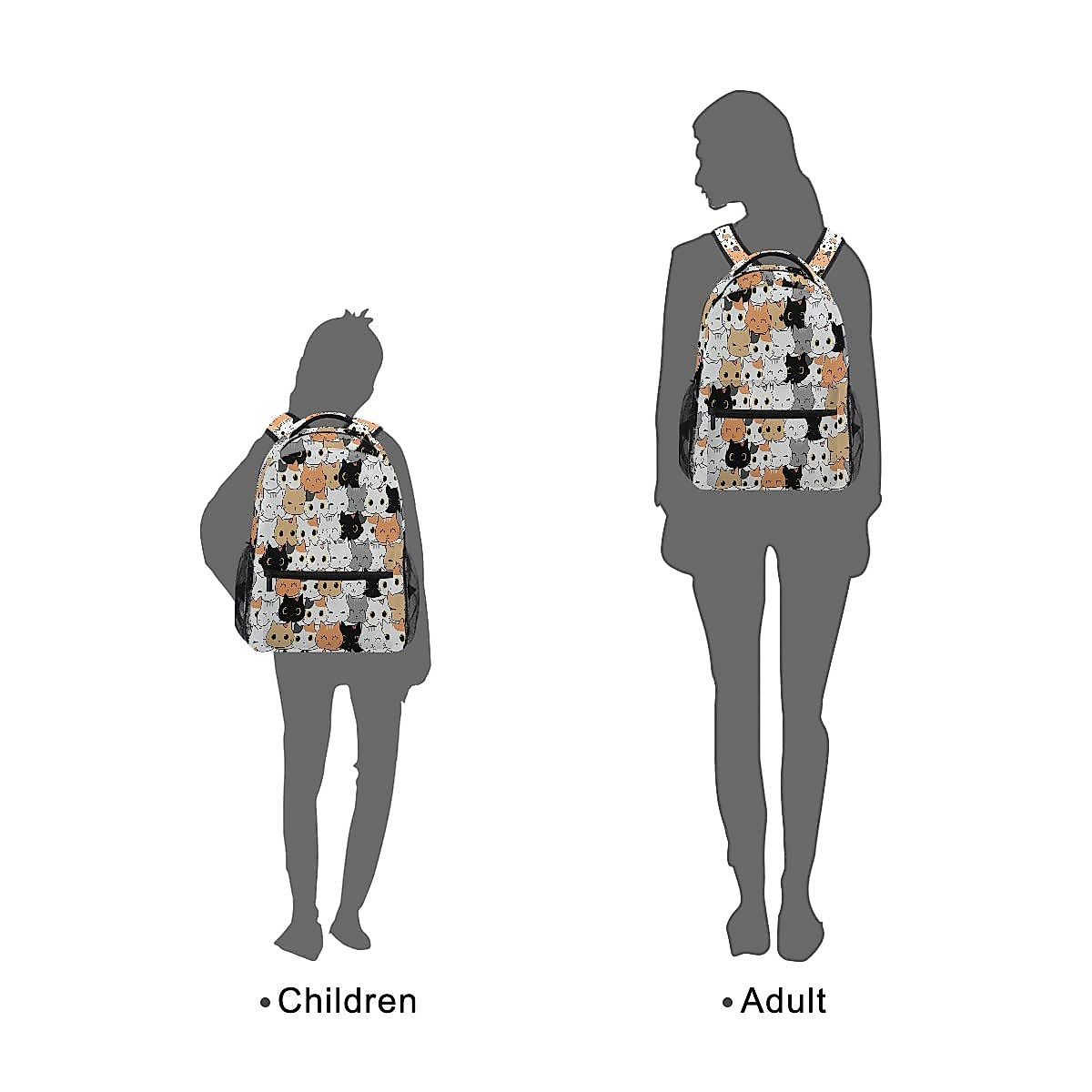 TropicalLife Cute Cats Kitten Pattern Backpacks Travel Laptop Backpack Elementary Book Bag Casual Daypack for Teen Girls Boys Women School