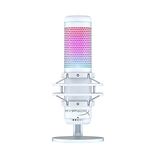 HyperX QuadCast S – RGB USB Condenser Microphone for PC PS5 Mac Anti-Vibration Shock Mount 4 Polar Patterns Pop Filter Gaming, Streaming, Podcasts, Twitch, YouTube, Discord – White (Renewed)