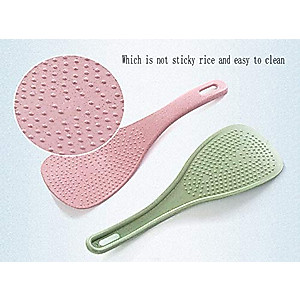 Rice Paddle Spatula Tableware Food Serving Spoons No Scratch Rice Cooker Scoop Solid Color Wheat Straw Eco-friendly Kitchen Utensil - 3 Pack