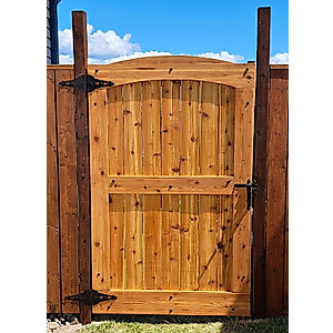 HOME MASTER HARDWARE 8 inch Gate Hinges,Heavy Duty gate Hinges,Wood Gate Hinges for Wooden Fences for patios, barn Doors, Yard gate,with Screws, Black, (6 Pack)