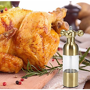 Pepper Mill, Pepper Grinder, Refillable Pepper Salt Spice Mill Grinder, Seasoning Grinding Kitchen Tool, Stainless Steel Sea Salt Grinder for Cooking Home Kitchen(Gold)