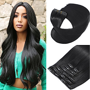 Tuquqe Clip in Hair Extensions Real Human Hair 120g Hair Extensions 7Pc Clip in Human Hair 18 Inch Hair Extensions Real Human Hair Clip in Seamless Clip in Hair Extensions Human Hair for Black women