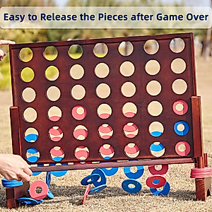 SpeedArmis Giant Wooden 4 in A Row Game - Fun Indoor and Outdoor Board Games for Teens, Includes 42 Pcs Dics and Carrying Bag