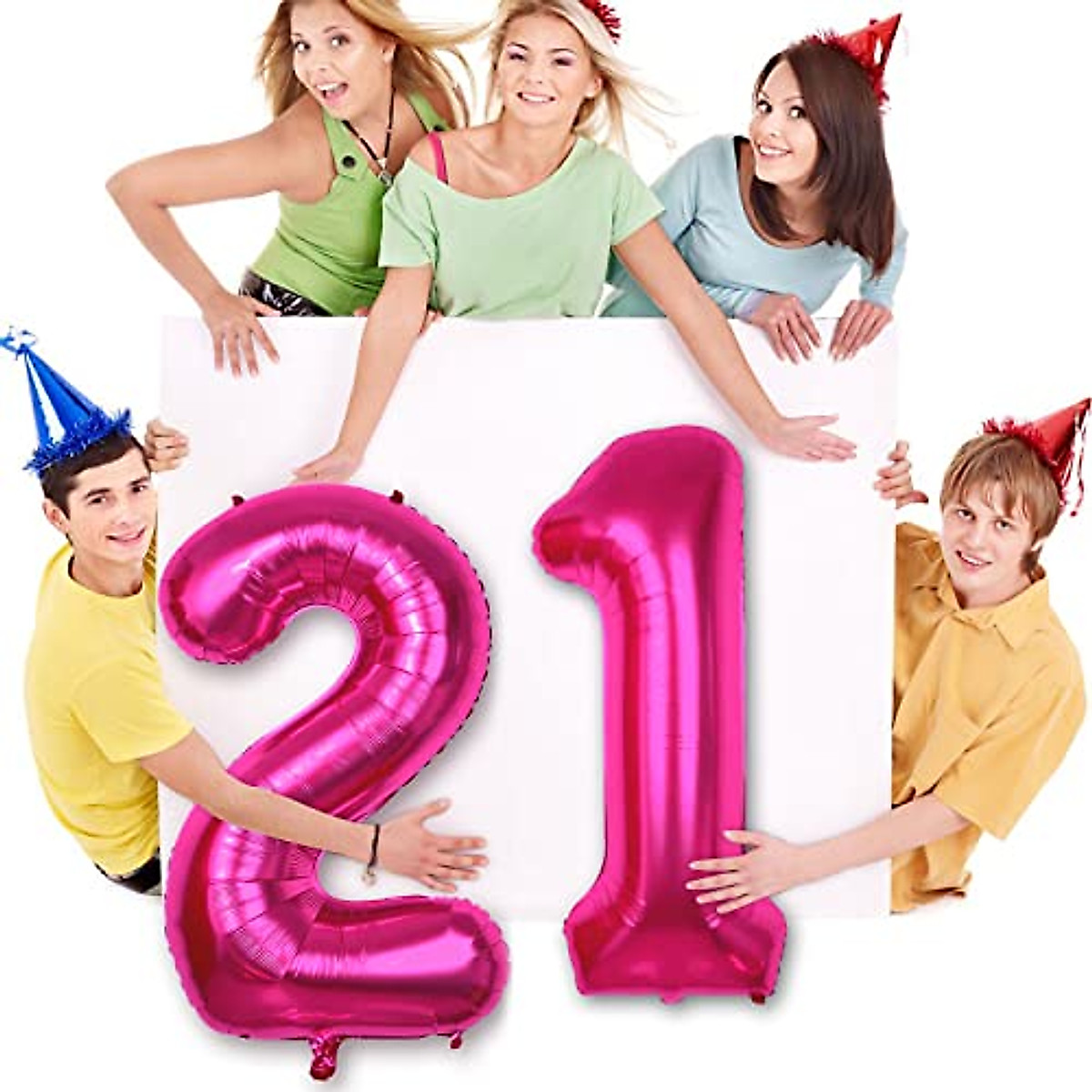 40inch hot Pink 21th Helium Foil Number 21 Balloons large Figures Inflatable Balls 12th Girls Daughter Birthday Party Ballloon Wedding Anniversary Events Decoration Party Supplies Large globos