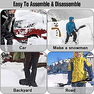 Snow Shovel, Retractable Emergency Portable Snow Shovel for Winter, 3 Piece Collapsible Design, Camping Shovel for Garden, Car, Truck, SUV, Camping and Outdoor Activities