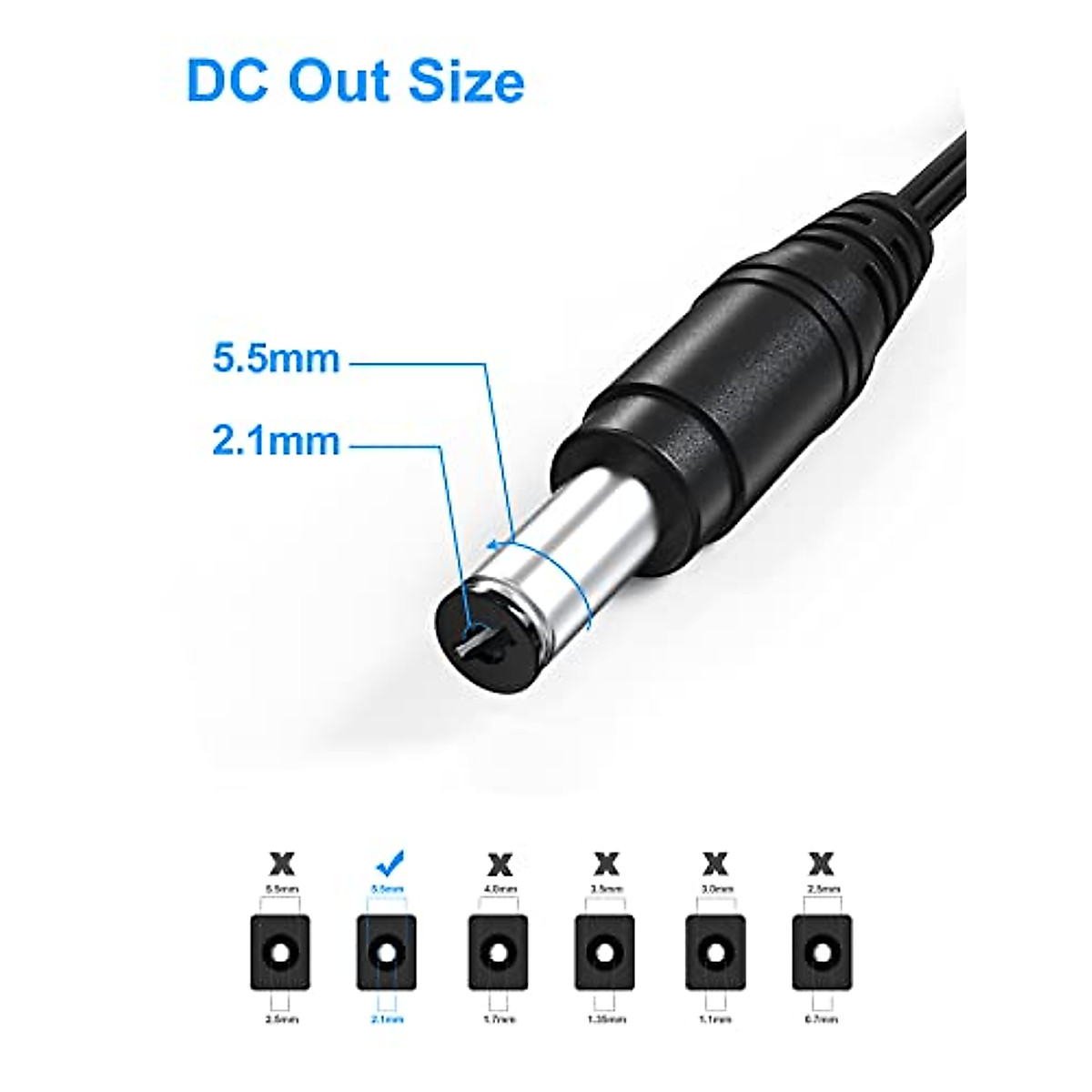 TMEZON 12V 3A Power Supply Adapter 100~240V AC to DC 3 Amp 36W 5.5mm x 2.1mm for 12volt 1A 2A 2.5A Wall Plug Long 8 Foot Cord UL Listed LED Strip Lights CCTV Security Camera Router