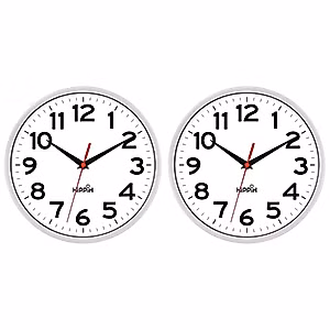 HIPPIH Wall Clock 2 Pack, 10 Inch Modern Wall Clocks Battery Operated, Non Ticking Silent Wall Clock, Simple Small Analog Wall Clock for Living Room, Bedroom, School, Office Decor, Silver