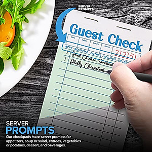 Stock Your Home Green Guest Check Books for Servers (20 Pack) Server Note Pads, Waiter Checkbook, Food Receipt Book, Restaurant Order Pad, Paper Checks, Waitress Accessories, 1000 Total Tickets