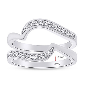 SAVEARTH DIAMONDS 1/5 Carat Round Cut Lab Created Moissanite Diamond Enhancer Guard For Engagement Wedding Ring In 14K White Gold Plated 925 Sterling Silver (G-H, VVS1, 0.20 Cttw) Size - 8