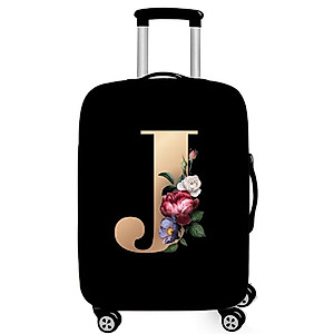 WUJIAONIAO Stretch Printed Suitcase Cover Washable Luggage Protector Fits 18-32 Inch Luggage Letter pattern (S (for 18-20 inch luggage), Letter J)