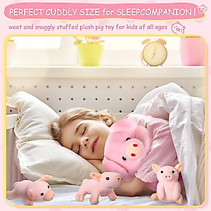 Zomiboo 4 Pcs Pig Plush Stuffed Animals Set Mommy Pig Stuffed Animal with 3 Baby Plush Piggy in Her Tummy Mommy Pig and Baby Small Plush Pig Valentine's Day Birthday Gift for Toddlers Boys Girls