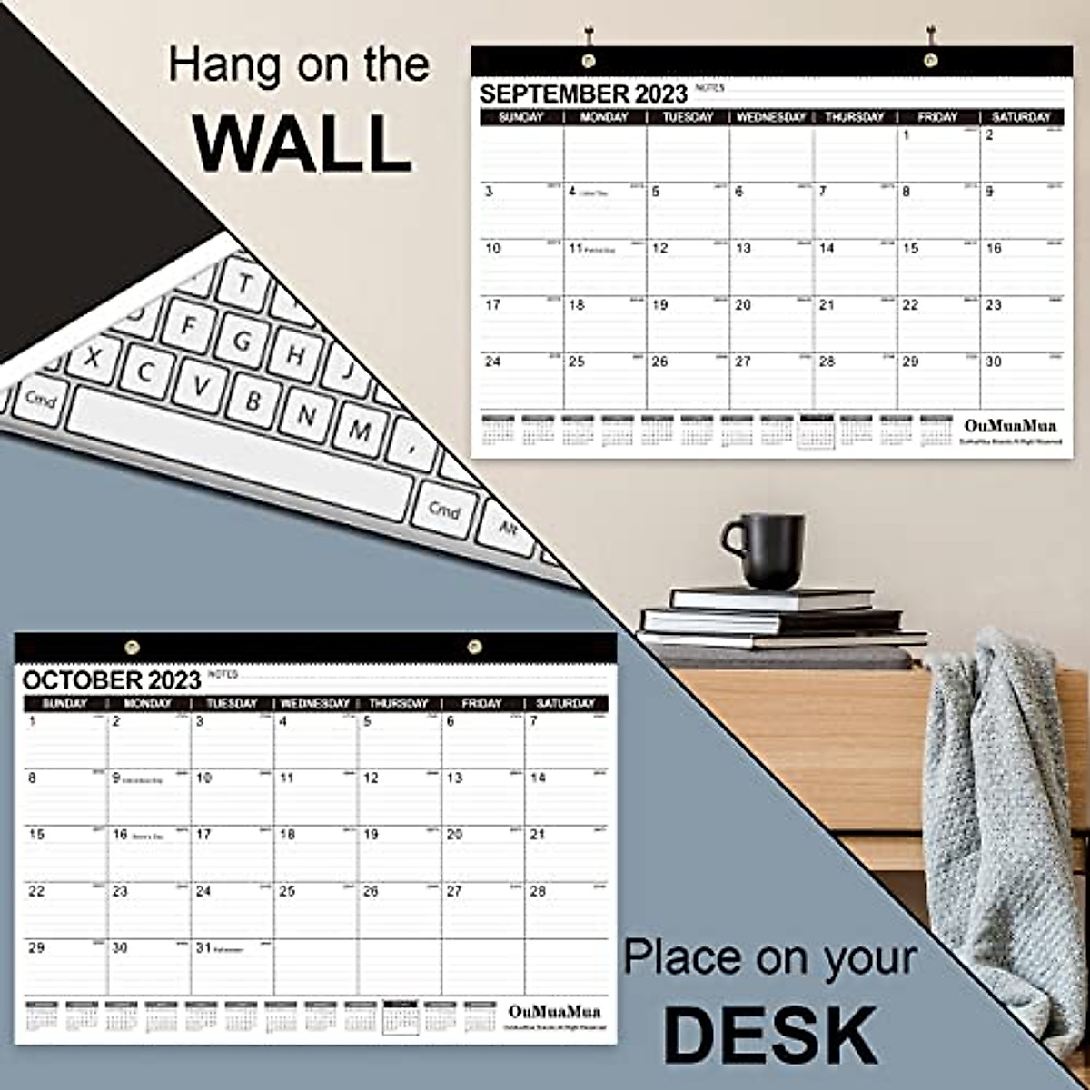 Desk Calendar 2023-2024: 17 x 11-1/2 Inches Monthly Pages Runs from January 2023 through June 2024 - 18 Monthly Desktop Calendar for Home School Office Planning and Organizing