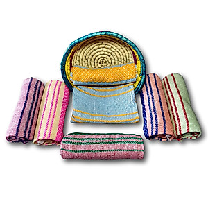 Handwoven Palm Baskets by Jacq & Jürgen - 3 Pack Multicolor - Medium Size Bundle - Traditional Mexican Tortillero