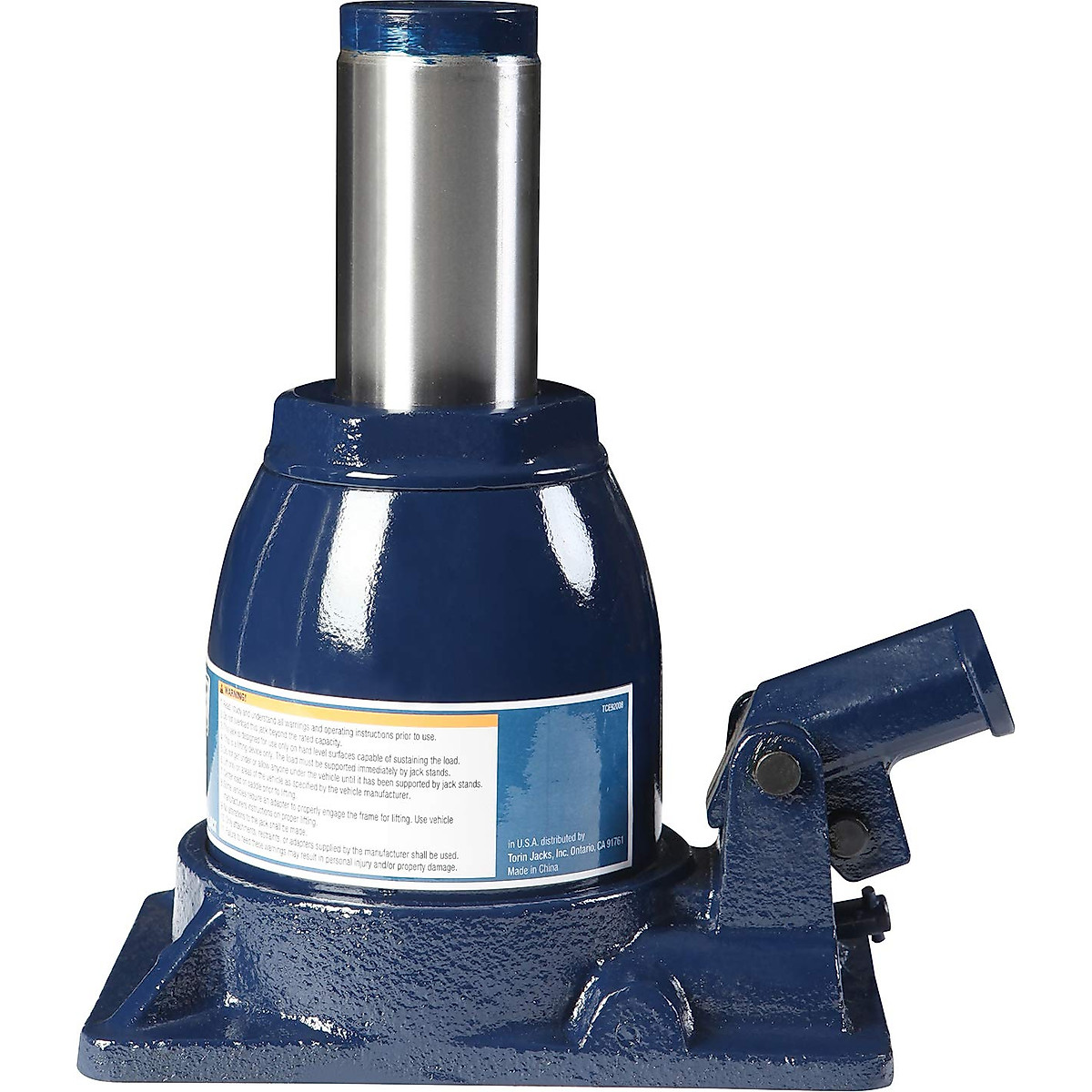 TCE TCE92008 Torin Hydraulic Stubby Low Profile Welded Bottle Jack, 20 Ton (40,000 lb) Capacity, Blue