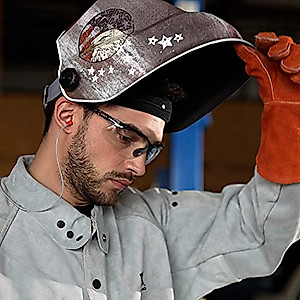 Jackson Safety Premium Auto Darkening Welding Helmet 4/5-13 Shade Range, 1/1/1/1 Optical Clarity, 1/25,000 sec. Response Time, 370 Speed Dial Headgear, Freedom Graphics, Red/White/Blue, 47103