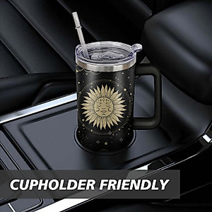 wxmbdzq 40 oz Sun and Moon Tumbler with Handle and Straw Lid,Leak Proof Travel Stainless Insulated Tumbler,Cup Holder Friendly,Perfect for Outdoor Travel Car and Sports