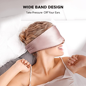 LitBear Silk Sleep Mask for Side Sleeper, Eye Mask Sleeping for Women Men 100% 22 Momme Pure Mulberry Silk, Face-Hugging Padded Silk Eye Cover for Sleeping with Adjustable Band (Pink)