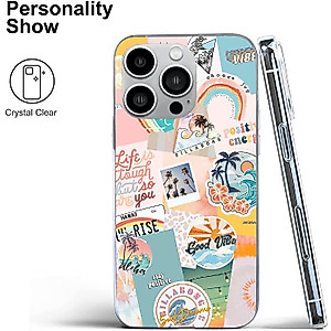 JIHANFENYUE Compatible with iPhone 12 Pro Max Case - Aesthetic Positive Quotes Summer Vibes Cute Collage Designed for Trendy, Built for Durability, Shockproof Case for Women Girls