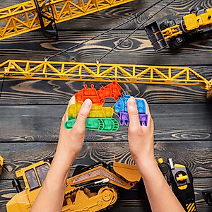 Silicone Pop Push Bubble Fidget Sensory Toy,Stress Reliever Autism Special Need Anti-Anxiety Squeeze Toy,Cute Rainbow Excavator Digger (Rainbow)