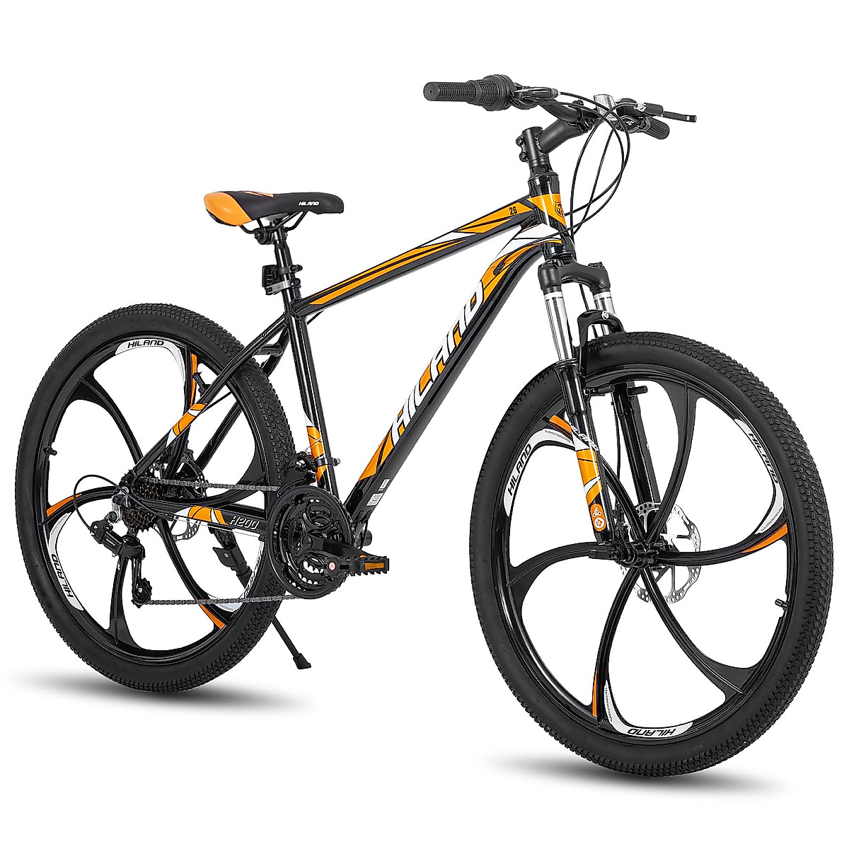 HH HILAND Mountain Bike, 3/6/Multi-Spokes, 21 Speeds Drivetrain, Aluminum Frame 26 Inch Wheels, Disc-Brake Bike for Men Women Men's MTB Bicycle