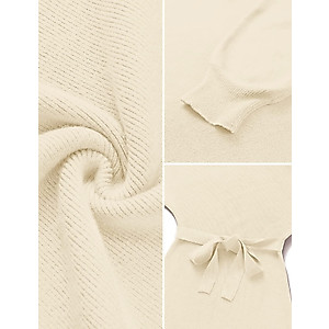 MEROKEETY Women's Off Shoulder Batwing Sleeve Sweater Dress Ribbed Knit Bodycon Mini Dresses with Belt,Beige,M