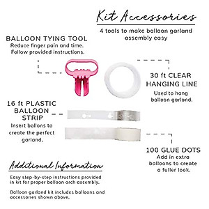 Balloon Garland Kit - Pink, White, Blush Balloons for Parties - Valentine's Day / Galentine's Party - Large, Small Baby Pastel Matte Balloons - Balloon Garland Strip - Light Pink Balloon Arch Kit 16'