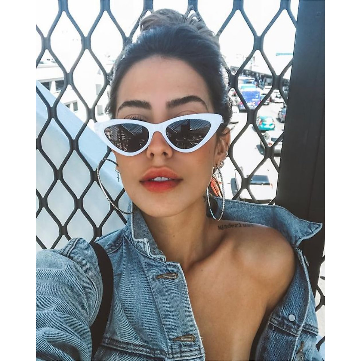 GIFIORE Cat Eye Sunglasses for Women Polarized, Vintage Retro Narrow Cateye Frame Sun Glasses (White Frame Grey Polarized Lens)